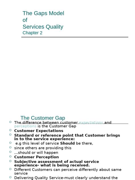 2 Services Mkg The Gaps Model Chapter 2 Pdf Social Psychology