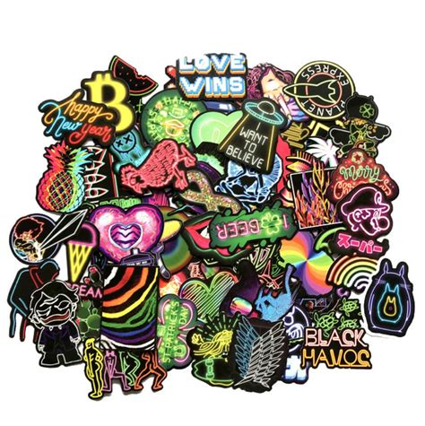 Набор наклеек В стиле неоновых подсветок для стикербомбинга самоклеящиеся наклейки 75шт