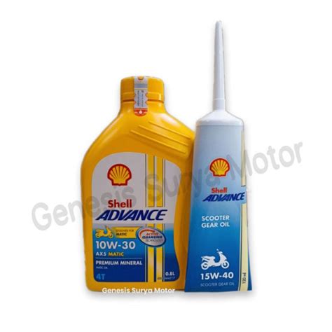 Oli Shell Advance Ax5 Matic 10w30 0 8lt Paket Oli Gear Shell 120ml Lazada Indonesia