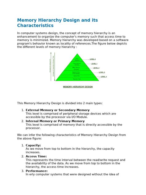 Memory Hierarchy Design And Its Characteristics Pdf Computer Data Storage Central