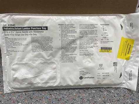 Nuevo Carefusion 4304c Pediatricinfant Lumbar Puncture Tray 21g X 2 1