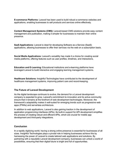 Unlocking The Power Of Laravel Development Company Pdf Computer Software And Applications