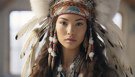 Premium Ai Image One Young Woman Beauty In Indigenous Culture Looking