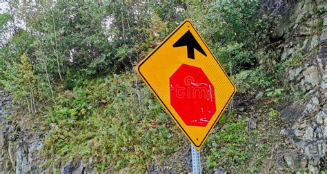 Stop Sign Ahead Sign Old Stock Image Image Of Direction 303262919