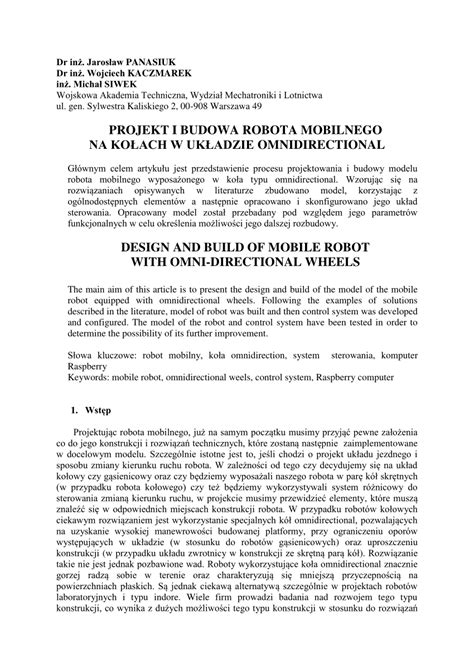 Pdf Design And Build Of Mobile Robot With Omni Directional Wheels