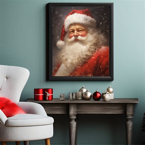 Santa Portrait Vintage Printable Christmas Wall Art Santa Claus Decor