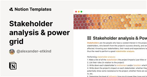 Stakeholder Analysis And Power Grid Template Notion Marketplace