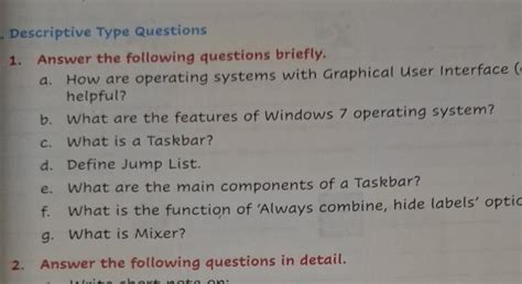 Descriptive Type Questions1 Answer The Following Questions Briefly A
