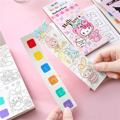 산리오 구아슈 어린이 그래피티 그림책 색칠하기 물 그림책 유치원 아기 색칠하기 종이 신제품 수정 용품