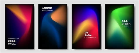 Premium Vector Colorful Fluid And Wavy Gradient Mesh Background Template Copy Space Set