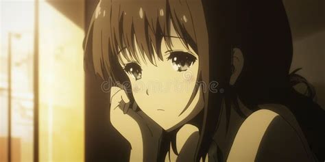 Sad Anime Girl Crying With Brown Hair Sad Anime Girl Crying With Brown Hair