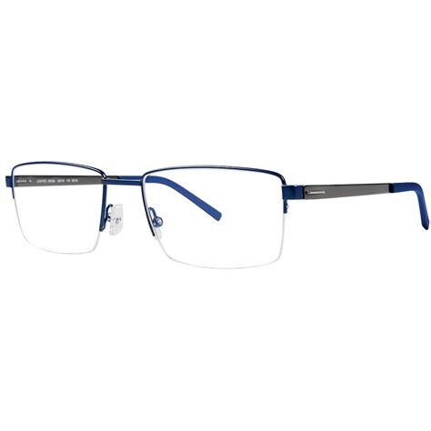 Morel Mens Eyeglasses Blue Metal Half Rim Rectangular Shape Frame