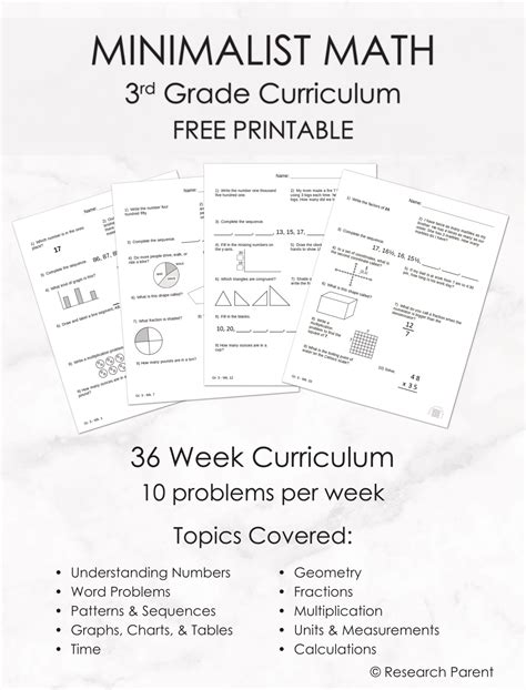 Third Grade Minimalist Math Curriculum
