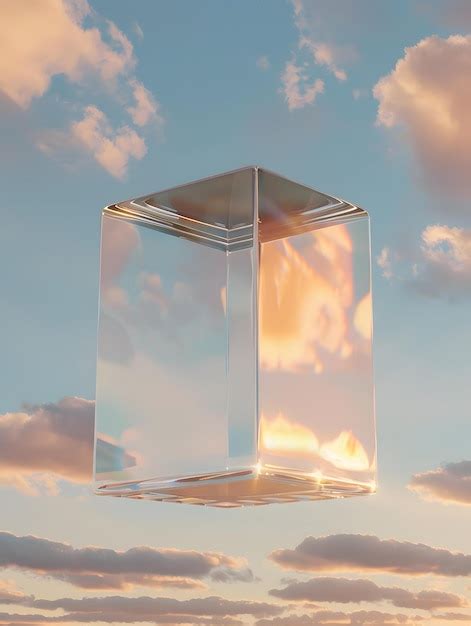 Glass Cube Floating In The Sky Premium Ai Generated Image