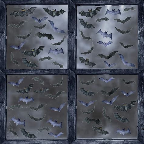 Halloween Decorations Window Clings Scary Silhouette Bats