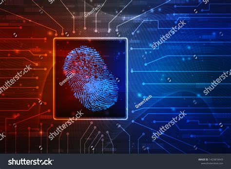 Fingerprint Scanning Identification System Biometric Authorization Stock Illustration 1423818443