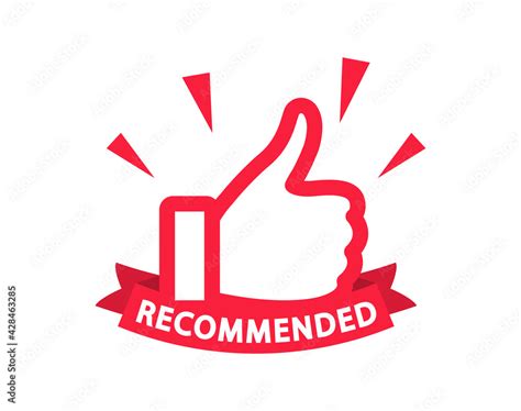 Recommend Icon With Thumbs Up Label Recommended For Quality Control