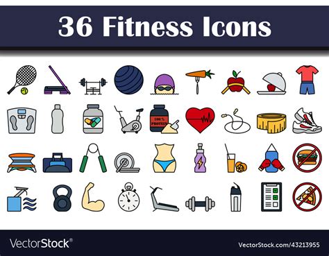 Fitness Icon Set Royalty Free Vector Image Vectorstock