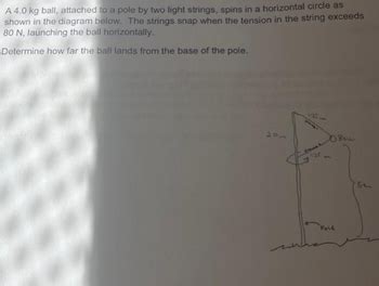 Answered A 4 0 Kg Ball Attached To A Pole By Two Light Strings Spins