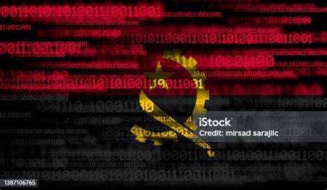 Flag Of Angola On Binary Code Stock Illustration Download Image Now Angola Binary Code