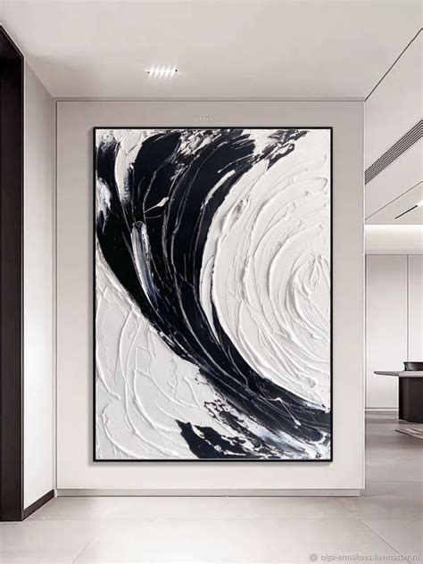 Картина черно белая для интерьера 3Д абстракция цвет современная в интернет магазине на Ярмарке