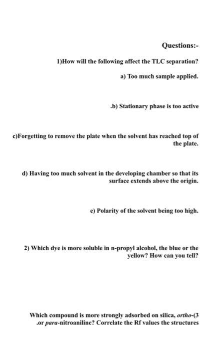 Solved Questions How Will The Following Affect The TLC Chegg Com