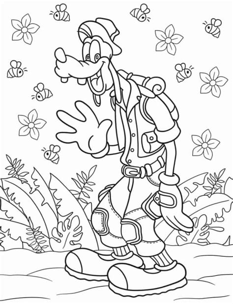 Goofy With Bees And Flowers Coloring Page Download Print Or Color