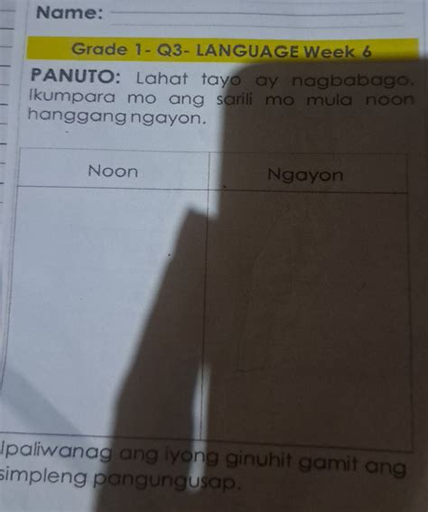 Name Grade Q LANGUAGE Week PANUTO StudyX