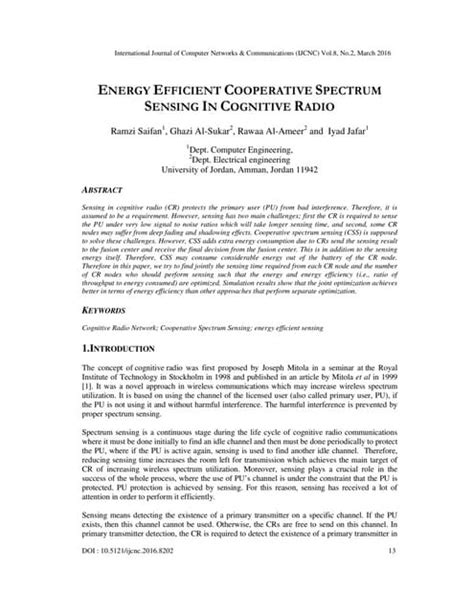 Spectrum Sensing Using Cooperative Energy Detection Method For
