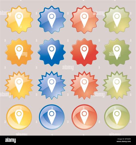 Map Pointer Icon Sign Big Set Of 16 Colorful Modern Buttons For Your Design Vector Stock
