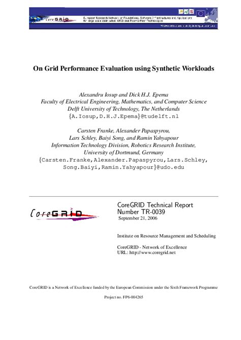 Pdf On Grid Performance Evaluation Using Synthetic Workloads