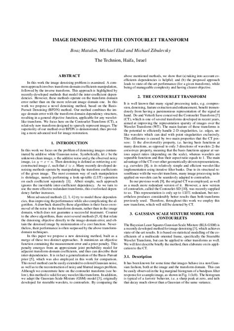Pdf Image Denoising With The Contourlet Transform