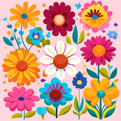 Premium Vector Colorful Flower Cartoon For Summer Decoration