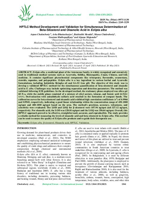 Pdf Hptlc Method Development And Validation For Simultaneous Determination Of Beta Sitosterol