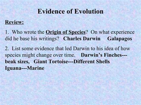 Evidence Of Evolution Pptx