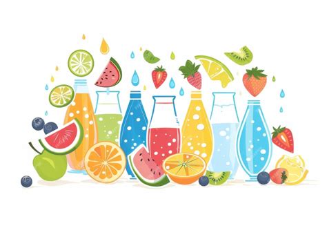 Daily Hydration Tracker Water Glass Bottle Fruits Icons Liquid Intake