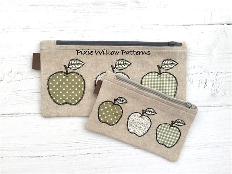 Ith Zipper Bag With Apple Applique Bag For 5×7 And 6×10 Hoops Pixie Willow Patterns