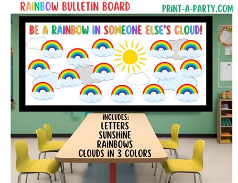 Rainbow Theme Bulletin Board Decor Kit Customize Rainbows Add Names Or Quotes