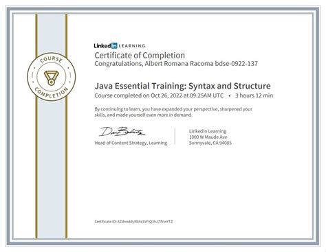 Albert Racoma On Linkedin Certificate Of Completion Java Essential