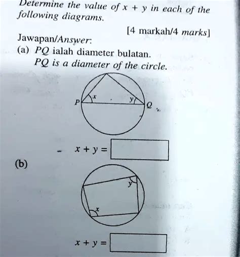 SOLVED Determine The Value Of X Y In Each Of The Following Diagrams 4 Marks Answer A PQ