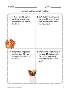 Grade Real World Math Problems By Highermind Learning Tpt