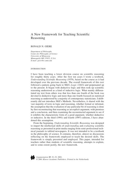 Pdf A New Framework For Teaching Scientific Reasoning