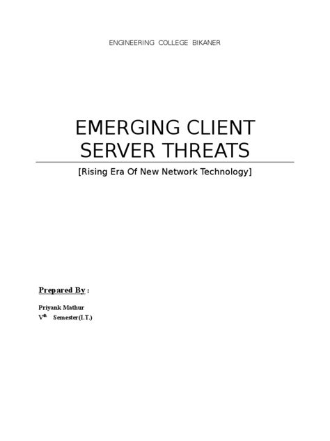 Emerging Client Server Threats Rising Era Of New Network Technology Pdf Computer Network