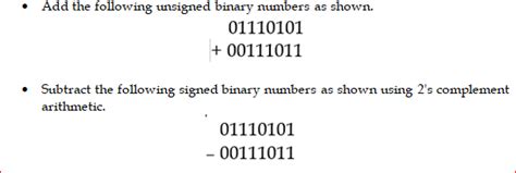 Solved Add The Following Unsigned Binary Numbers As Shown