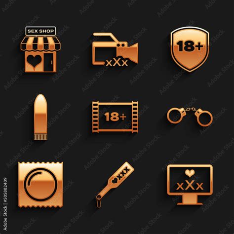 Set Play Video With 18 Plus Spanking Paddle Monitor Content Handcuffs Condom Package Dildo