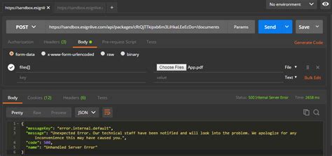 Upload A New Document Through Multipartform Data Using Postman