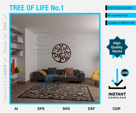 Tree Of Life Vector Svg Laser Cut Project File For Cnc Cricut Stencil Download Png Vinyl
