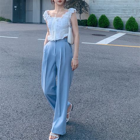 자체제작🎀인생슬랙스 핏보장 후들 찰랑 원단 고퀄리티 여름 투 핀턱 일자 포켓 슬랙스 하이웨스트 롱 와이드 팬츠 가을 간절기룩 하객룩 출근룩 Made 화이트 소라 에이블리