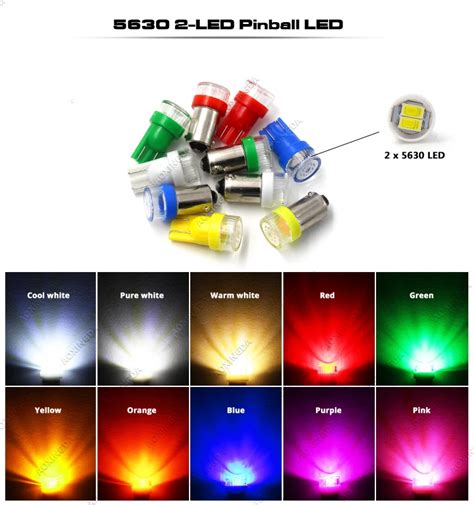 6 3v Ac Wedge T10 555 Ba9s 44 47 5630 2 Smd Pinball Led Bulb