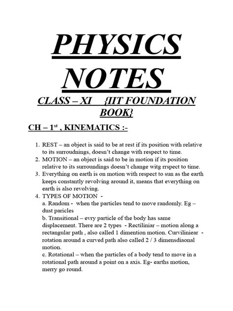 Physics Notes Pdf Velocity Acceleration